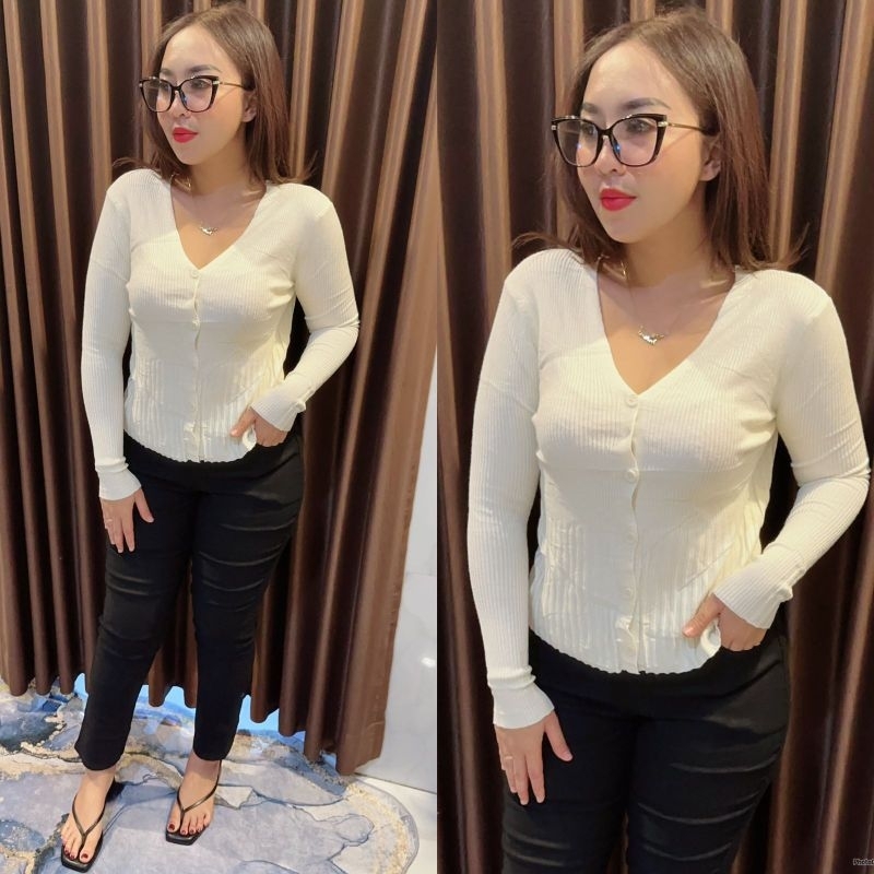 Jual Grosir Natalia | Reva Atasan Longsleeve Motif Polos Bahan Rajut ...