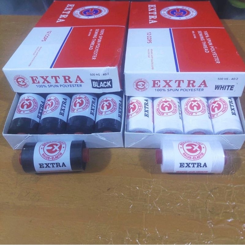 Jual Benang Jahit EXTRA Warna HITAM dan PUTIH (SATUAN) | Shopee Indonesia