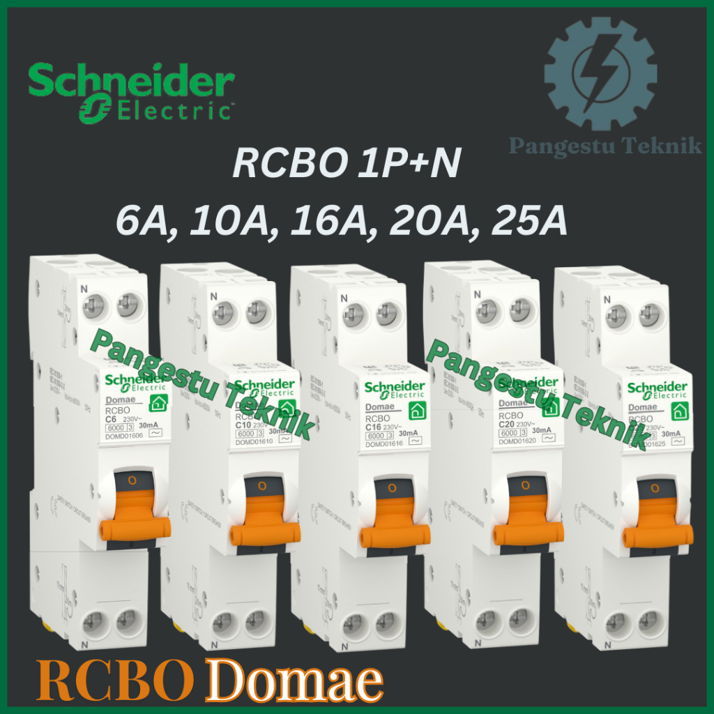 Jual Schneider Domae RCBO (MCB + ELCB) - 1P + N | Rated Current 6A 10A 16A 20A 25A | Earth ...