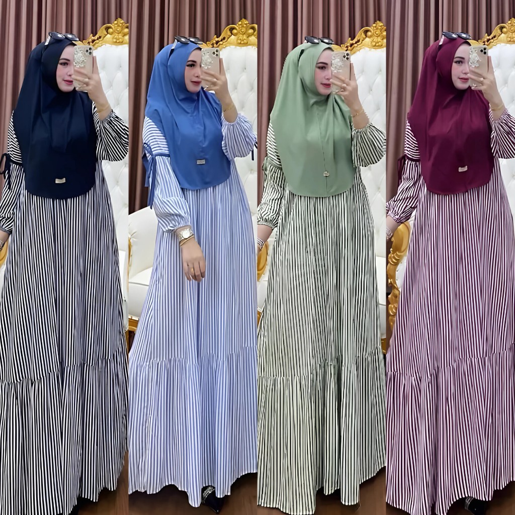 Jual MULAN DRESS KATUN RAYON FREE HIJAB /GAMIS MUSLIMAH WANITA KEKINIAN MEWAH ELEGAN 2025 ...