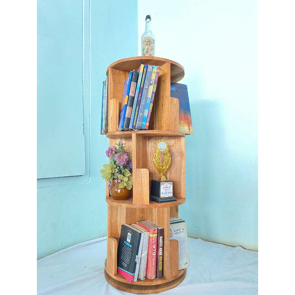 Jual Tempat Penyimpanan Buku Anak Rak Putar Rotating 360 Derajat ...