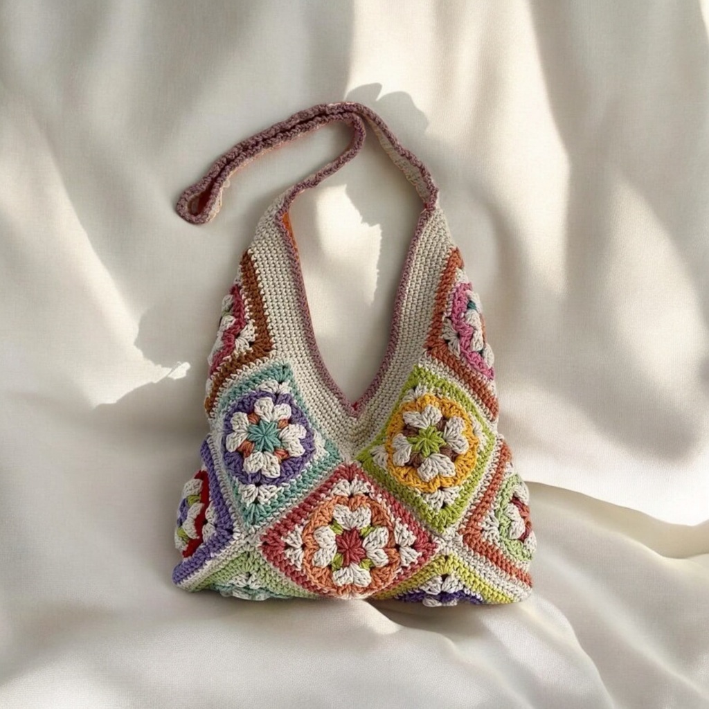 Jual Tas Rajut Granny Square | Granny Square Crochet Shoulder Bag ...