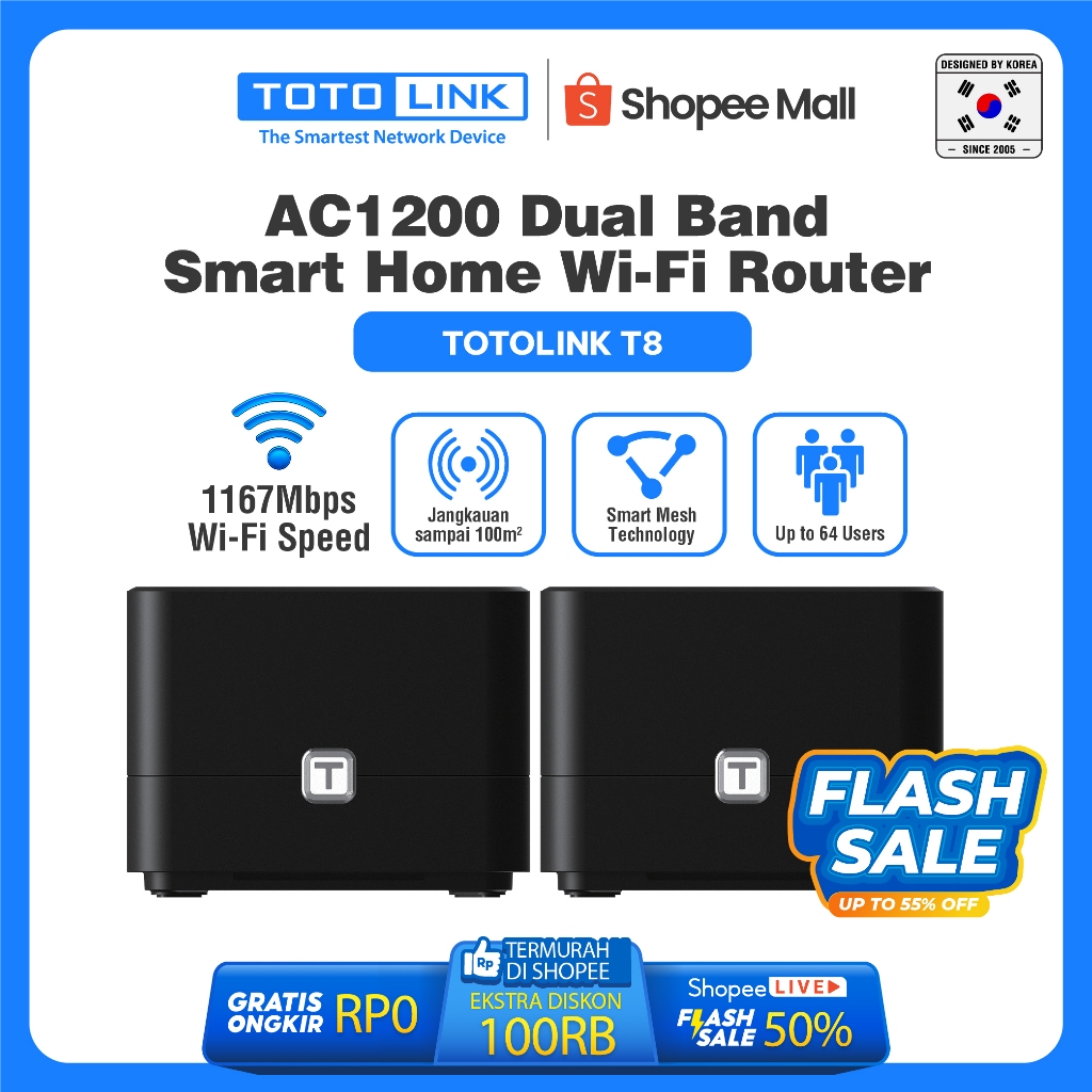Jual Totolink Dual Band Smart Home Wi-Fi Router AC1200 - Totolink T8 | Shopee Indonesia