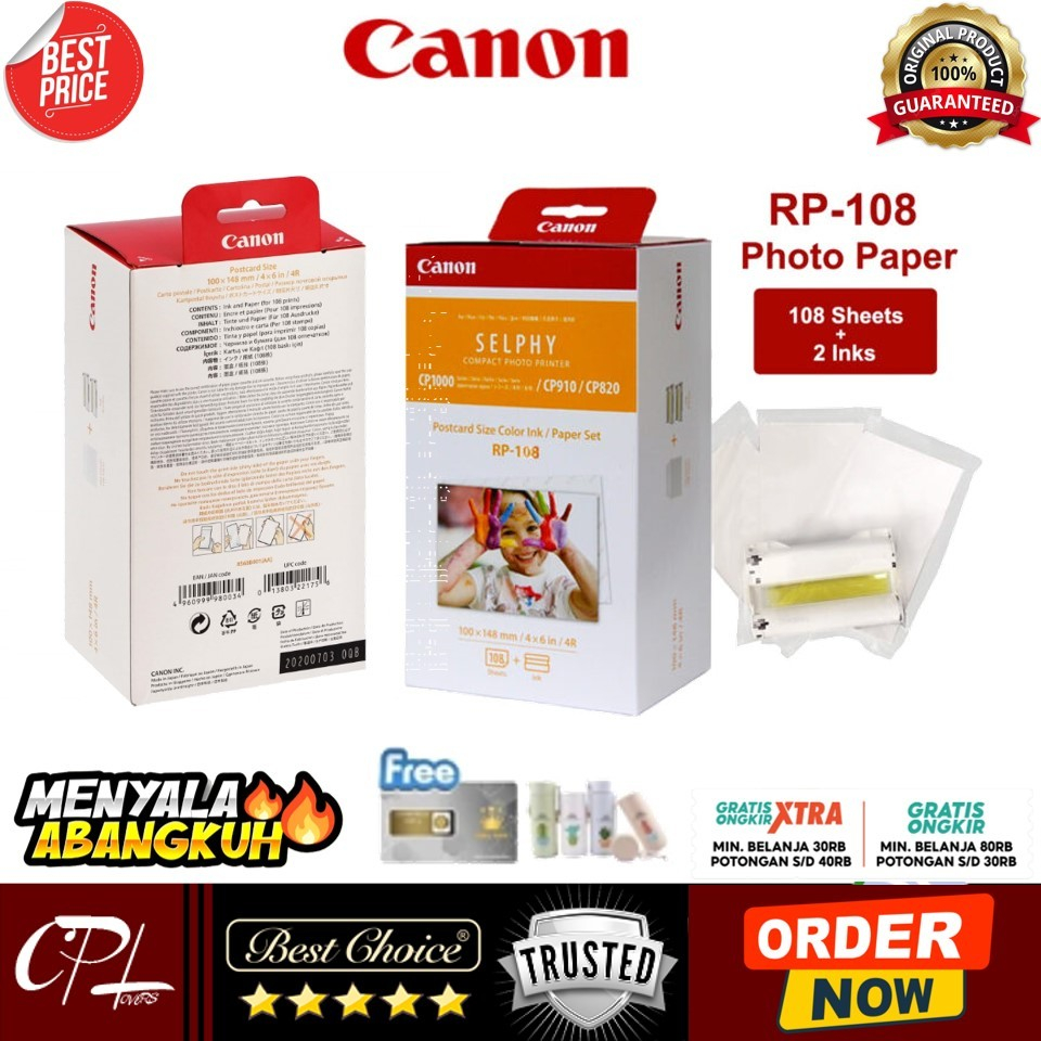 Jual Canon Paper RP 108 Tinta Paper Canon Selphy CP820 CP910 CP1000 ...