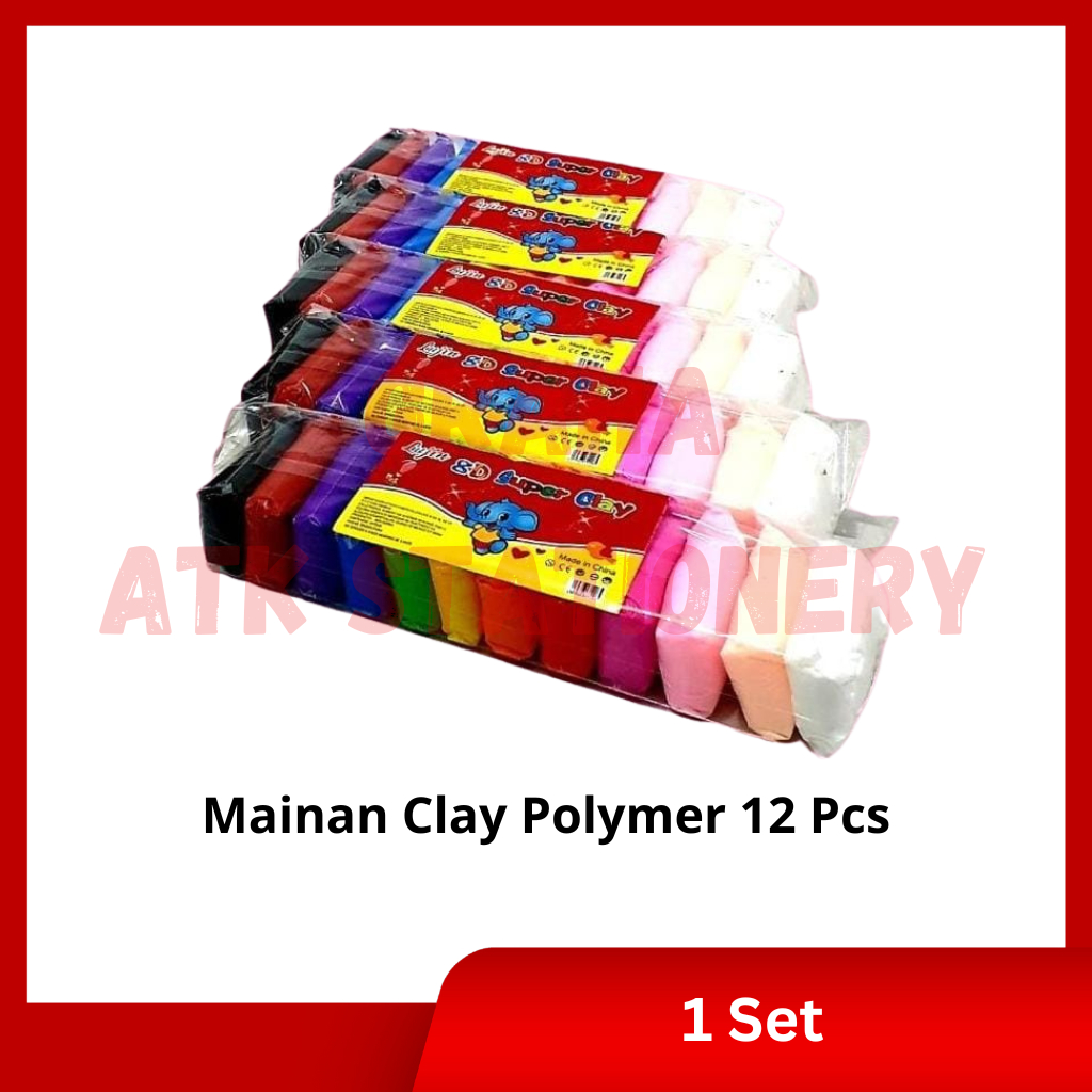 Jual [1 Set] Mainan Clay Polymer 12 Warna Murah / Mainan Edukasi ...