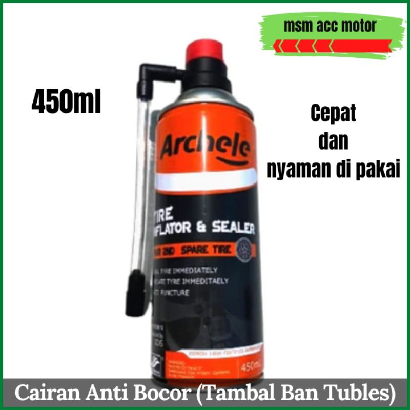 Jual Pompa ban darurat + cairan anti bocor ban tubebless ARCHELE 450 ml ...