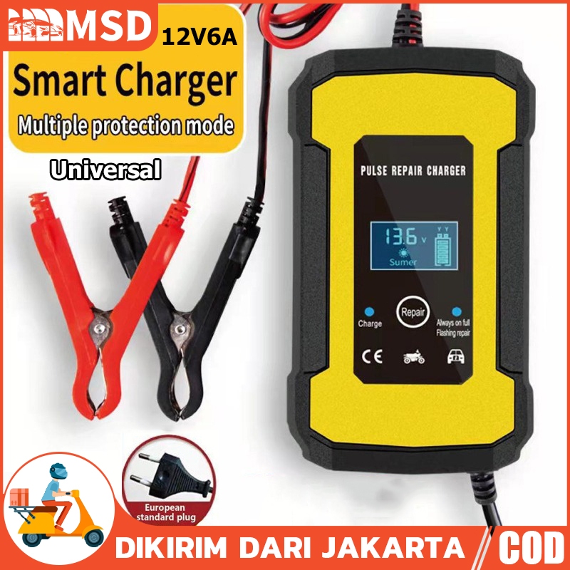 Jual Intelligent Battery Charger Aki Mobil 12V6A Charger Aki Mobil Motor LED SMART CHARGER ...