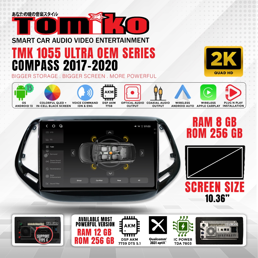 Jual Head Unit Android Tomiko TMK 1055 ULTRA OEM Series for Compass ...