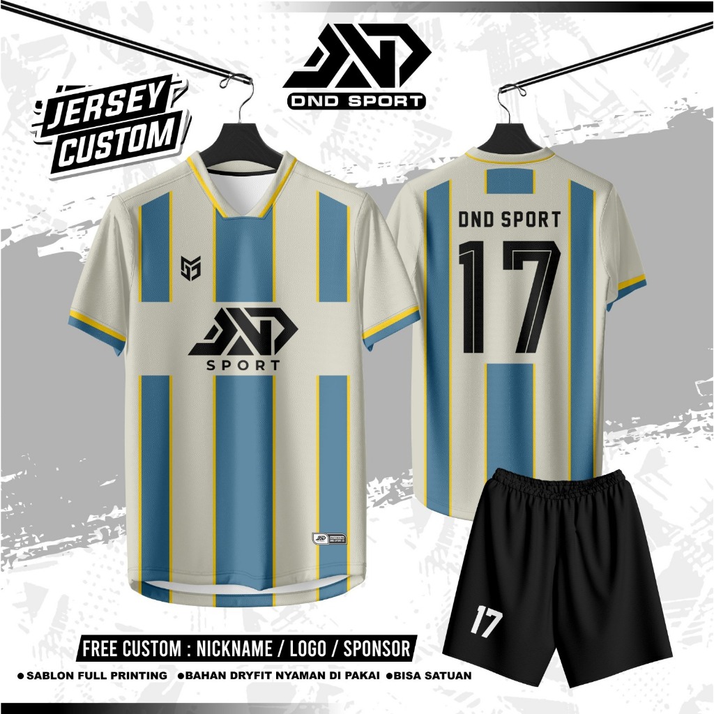 Jual Jersey Futsal Sepakbola Blue Grid Free Custom Nama Nomor Logo ...