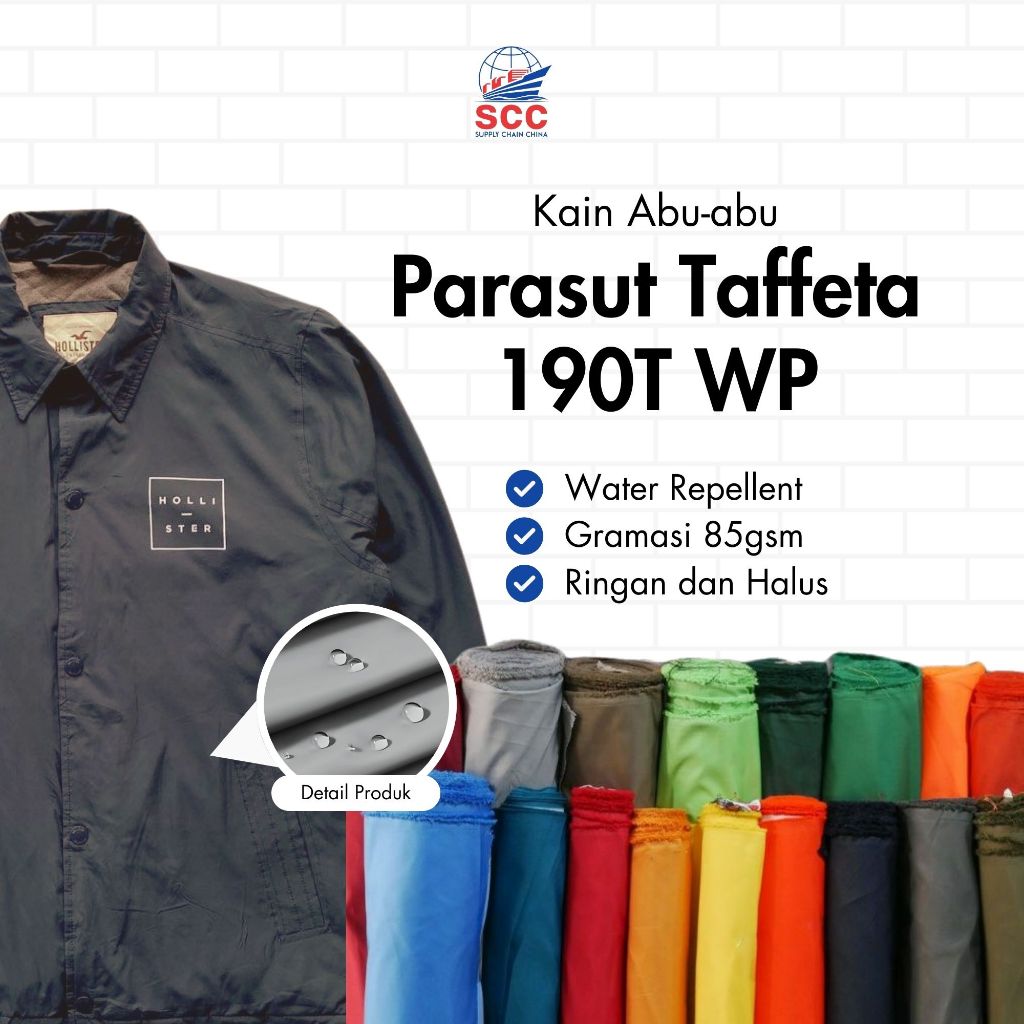 Jual Bahan Kain Parasut Taffeta 190T Import Waterproof Warna Abu-abu ...