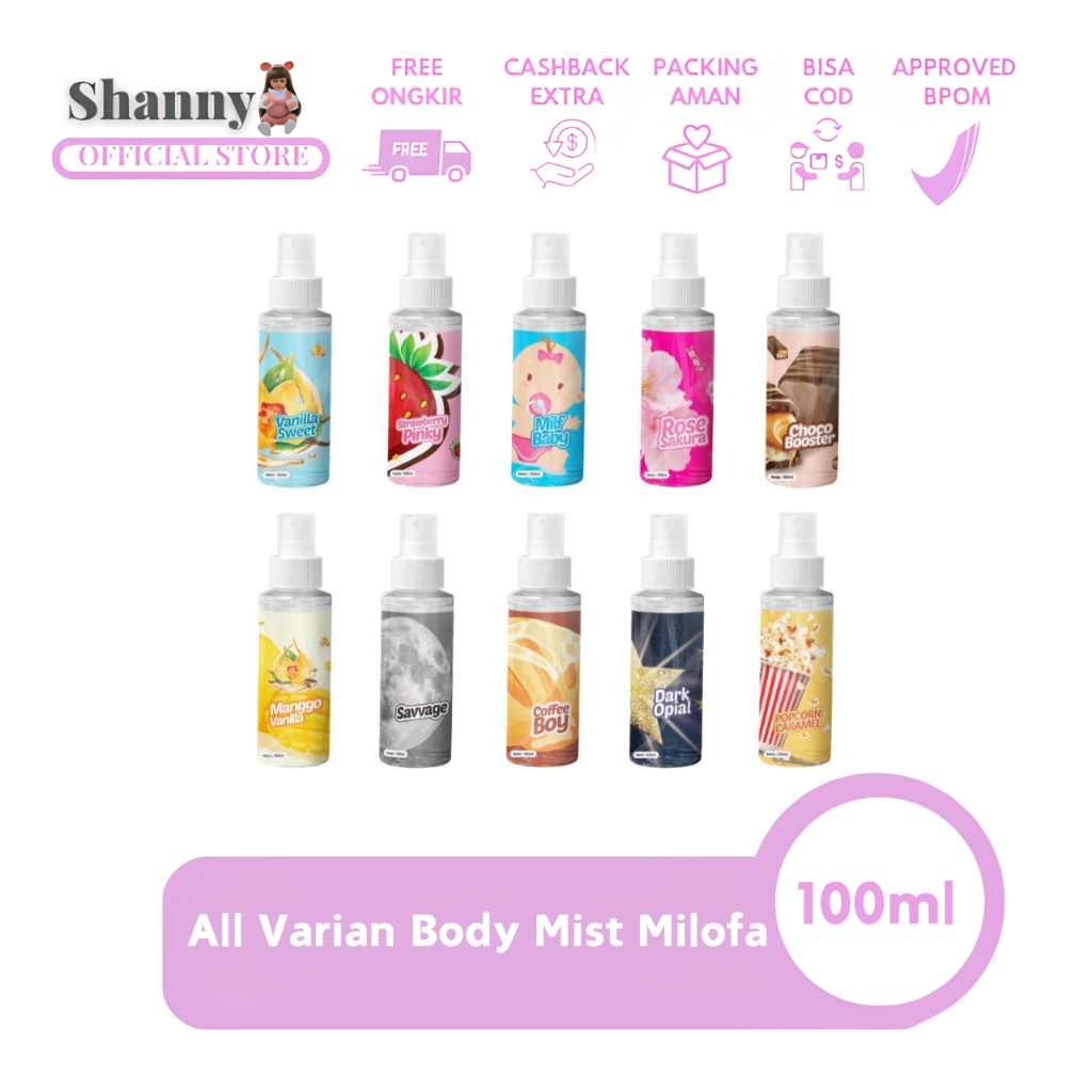 Jual ️ Shanny ️ [BPOM] Parfum Body Mist Milofa 100ml Premium / Body ...