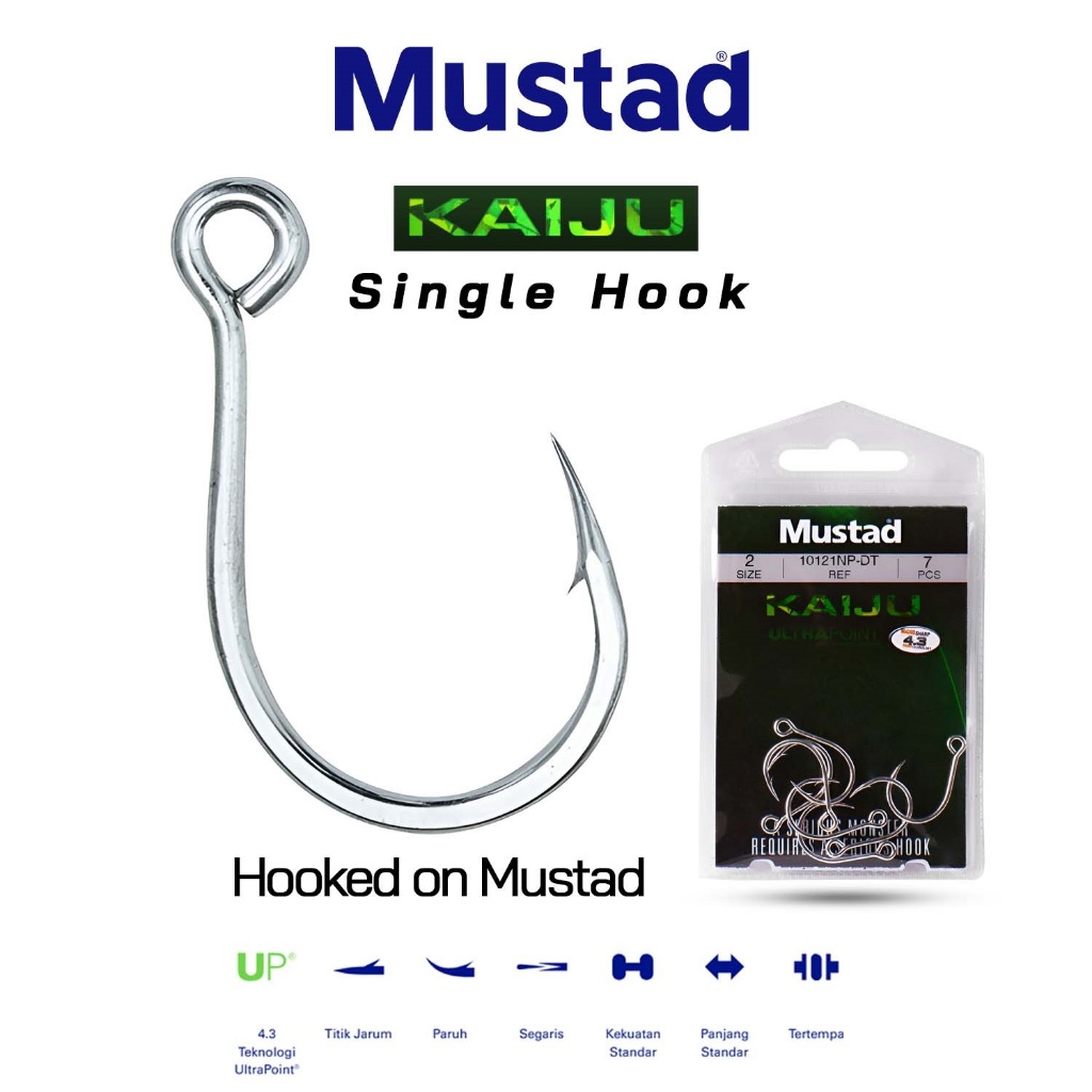Jual Single Hook Mustad Kaiju Kail Metal Jig Minnow Popper Kail Pancing ...