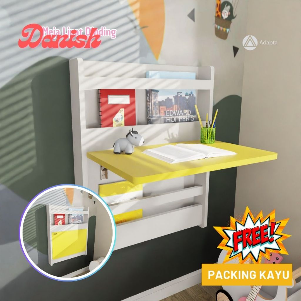 Jual Adapta - Meja Lipat Tempel Dinding Multifungsi - Rak Buku Floating ...