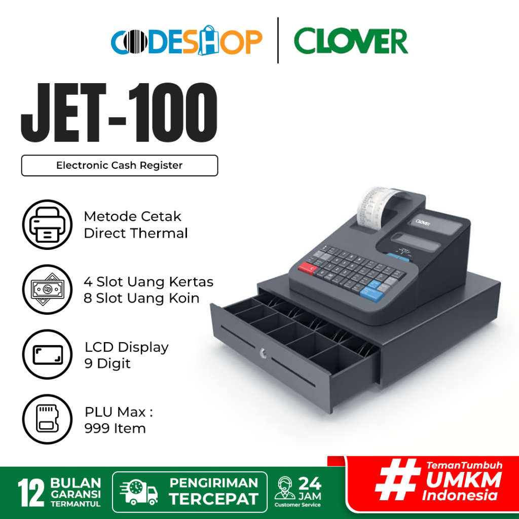 Jual Mesin Kasir CASH REGISTER CLOVER JET-100 JET100 Series All In One POS | Shopee Indonesia