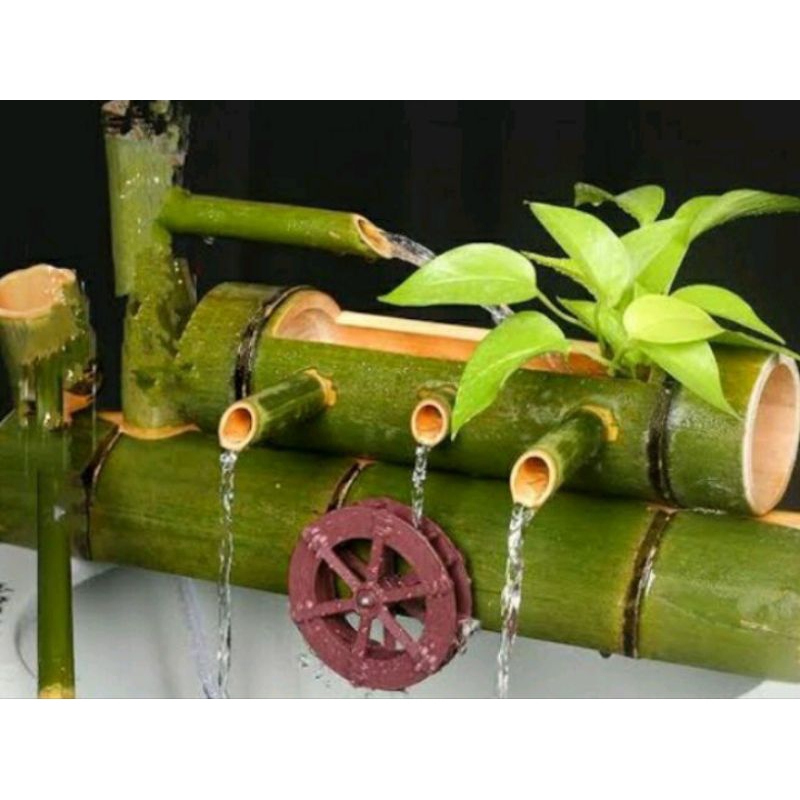 Jual pancuran air dari bambu hijau natural alami,pilter air aquarium ...