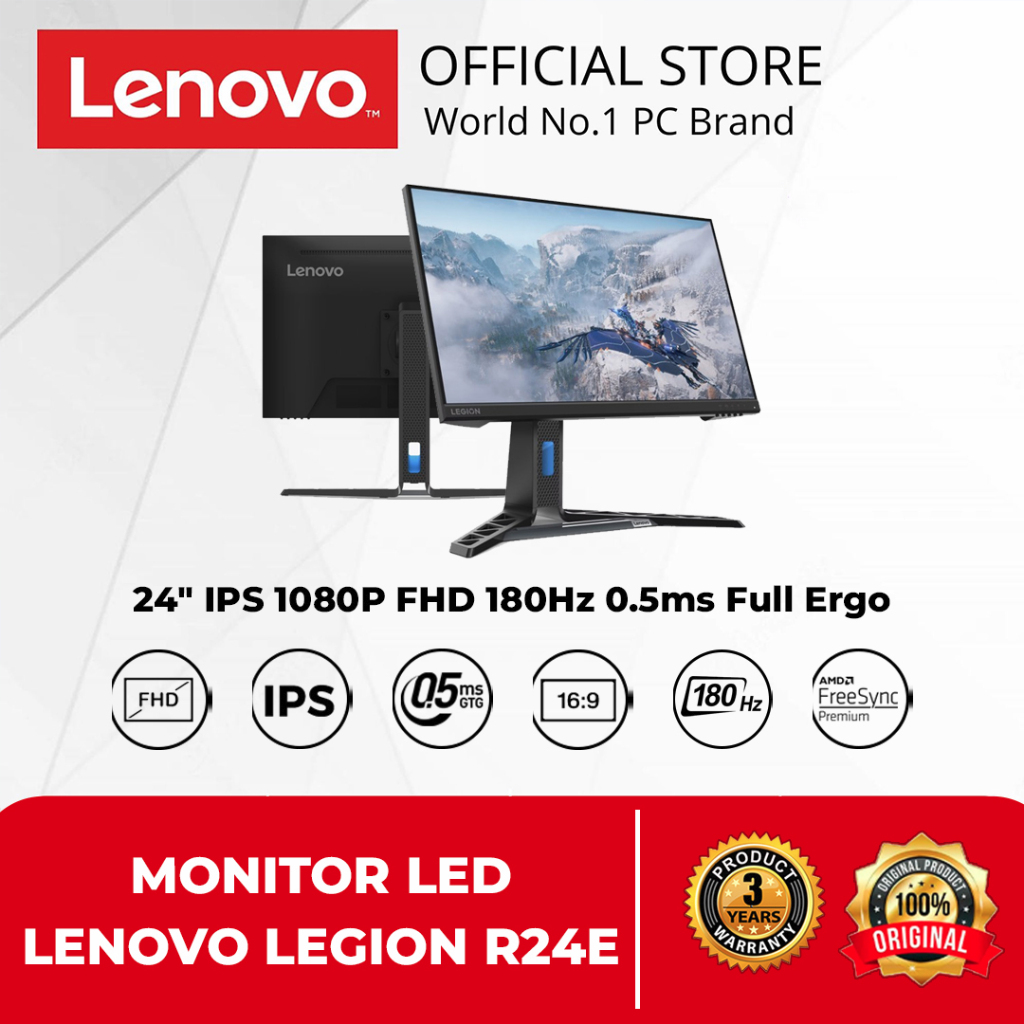 Jual MONITOR LED LENOVO LEGION R24e 24" IPS 1080P FHD 180HZ NO SPEAKER ...