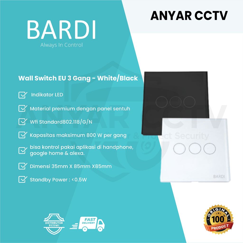 Jual Bardi Smart WiFi Touch Switch Saklar - EU 3 Gang | Shopee Indonesia