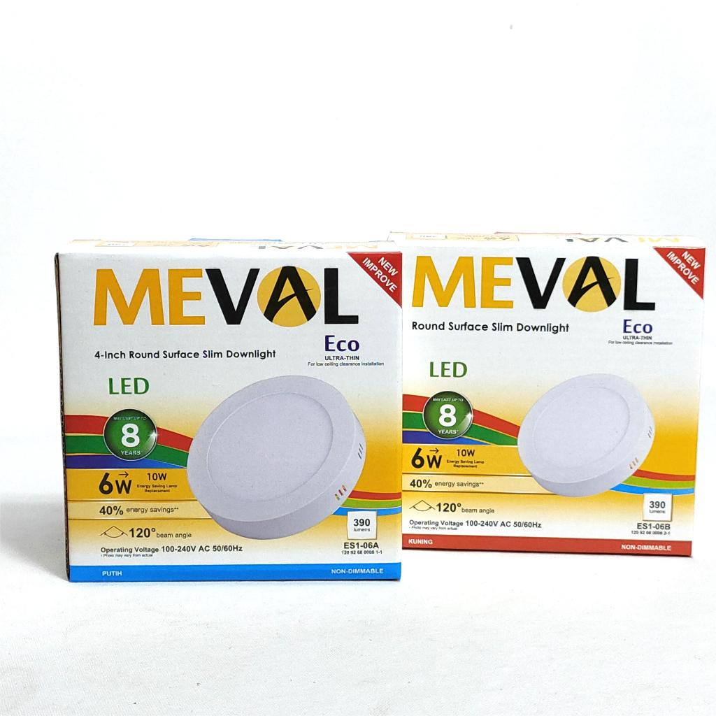 Jual Meval LED Round Slim Downlight Bulat Out Bow 6 Watt | Shopee Indonesia