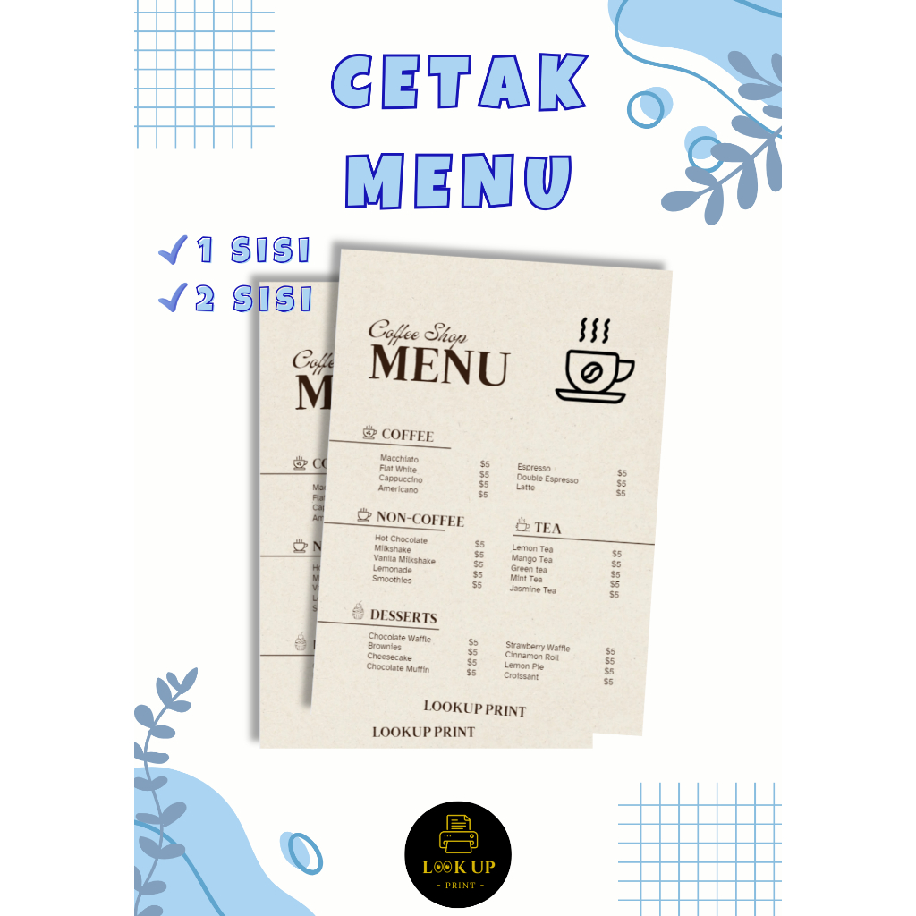 Jual Cetak Menu A4 Cetak Menu F4 Print Menu A4 F4 Shopee Indonesia
