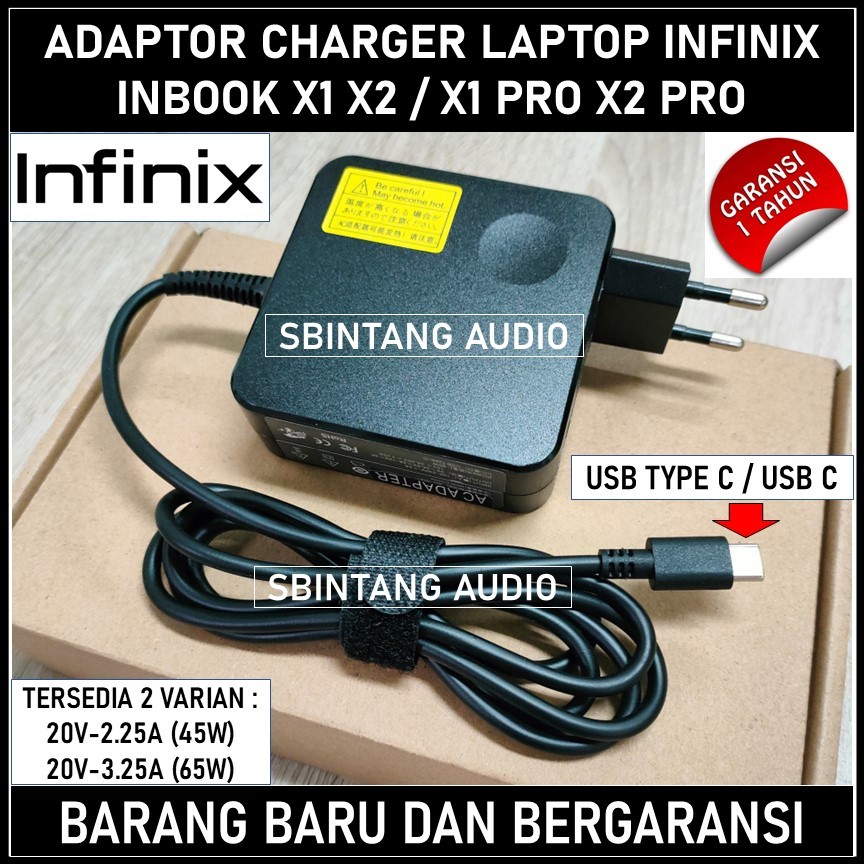 Jual Adaptor charger laptop INFINIX X1 X2 20V-3.25A TYPE C 65W | Shopee ...