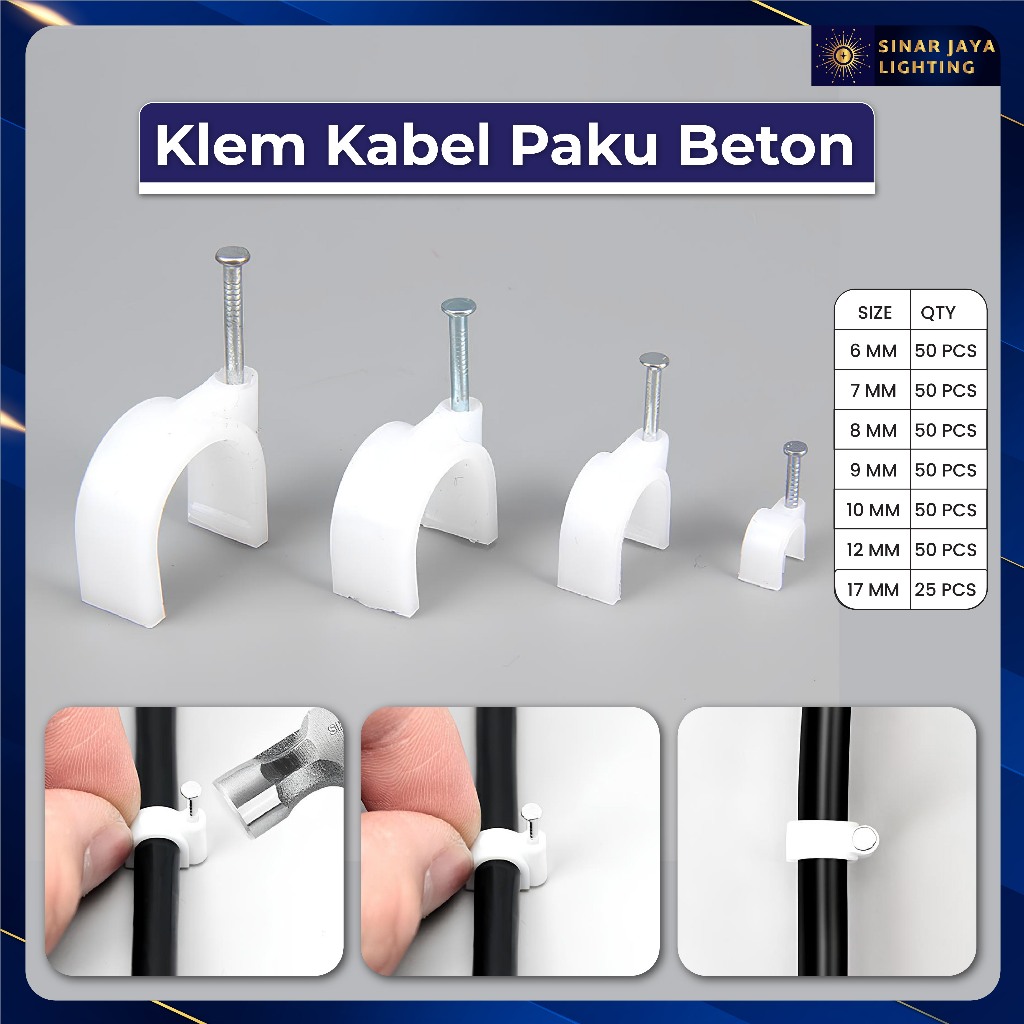 Jual Klem Kabel listrik / Klem Paku Beton / Klem Kabel Clip | Shopee ...