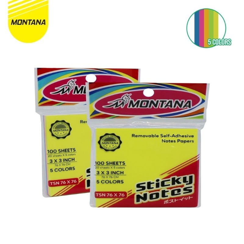 Jual MONTANA Sticky Notes 5 Warna 100 Lembar Memo Stick Note Kertas ...