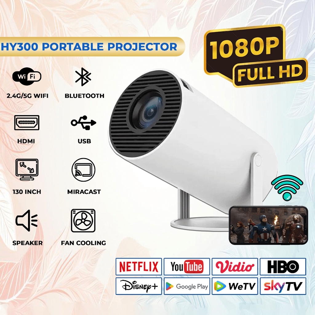 Jual HY300 Proyektor mini Portable HD Smart Projector Android 11 OS 180 ...