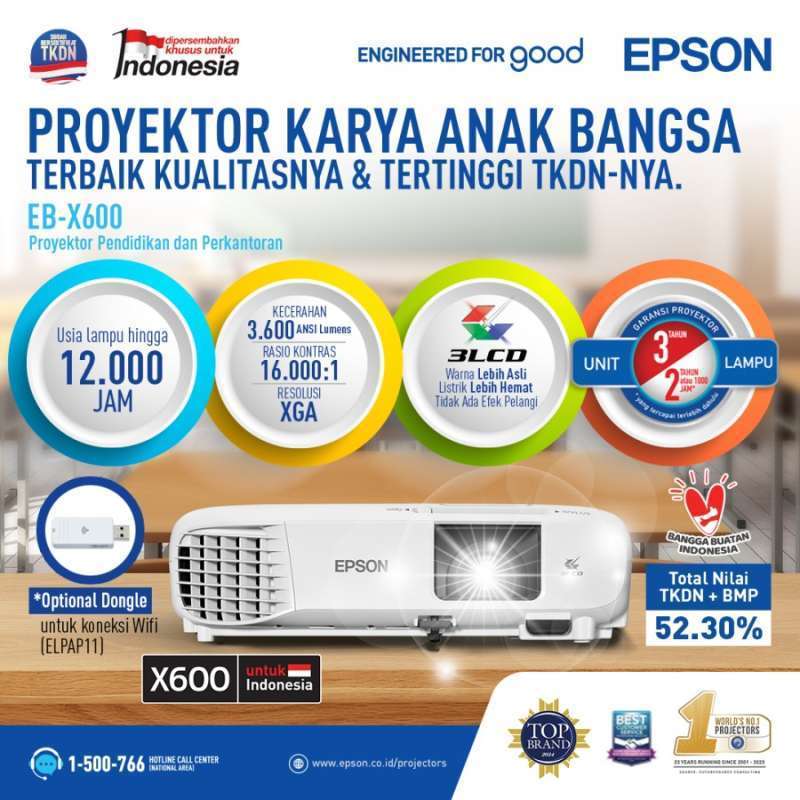 Jual EPSON EB-X600 PROJECTOR 3LCD XGA 3600 ANSI TKDN | Shopee Indonesia