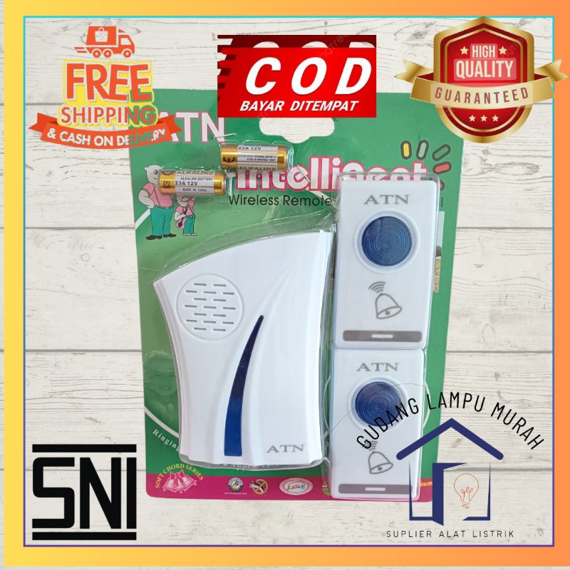 Jual Bell Remote Wireless 2 Tombol AC Bell Pintu Tanpa Kabel 2 Tombol ...