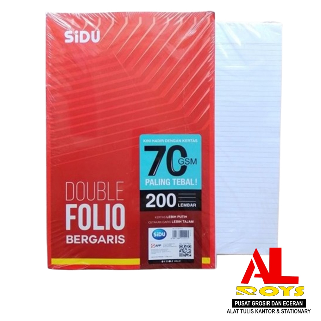 Jual Kertas Double Folio Bergaris SIDU 200 Lembar 70gsm | Shopee Indonesia