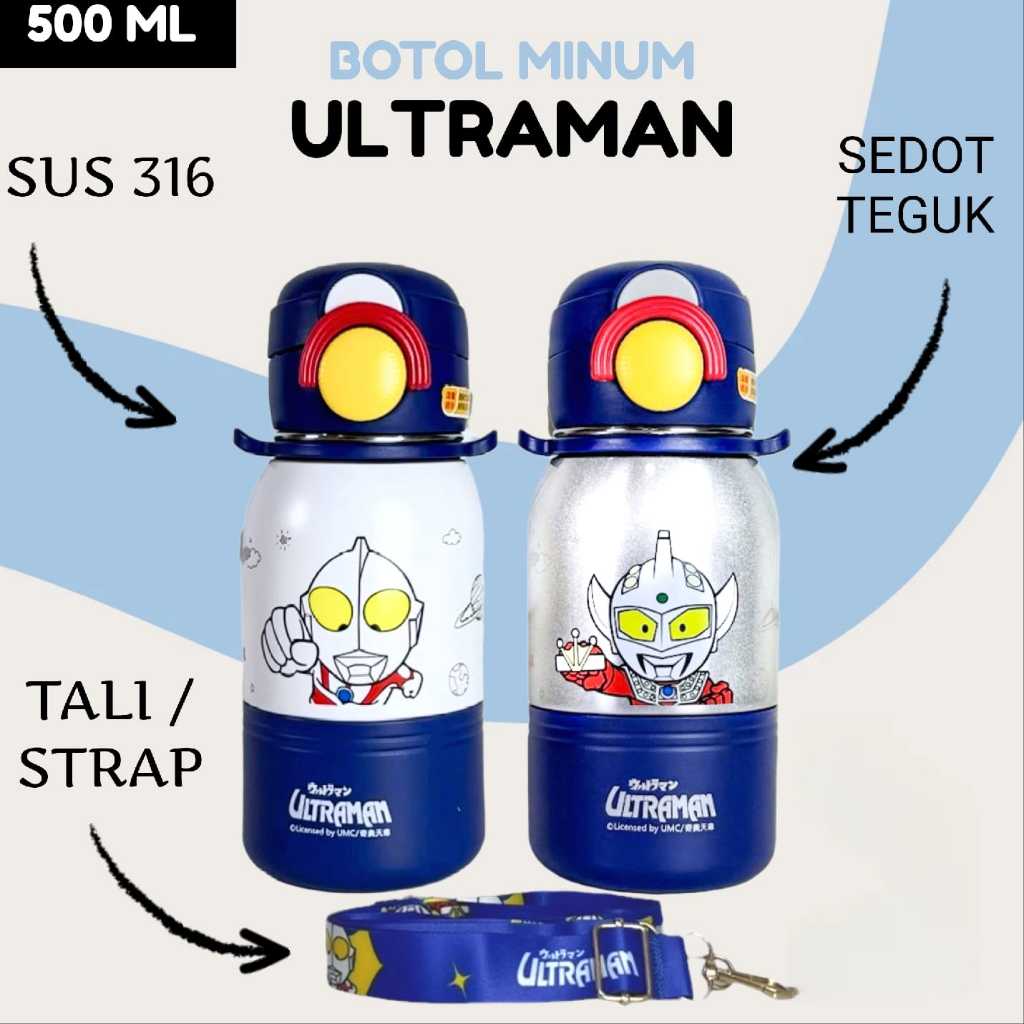 Jual BOTOL MINUM ANAK ULTRAMAN TUMBLER 2IN1 SEDOT DAN TEGUK STAINLESS STEEL SUS 316 550ML ...