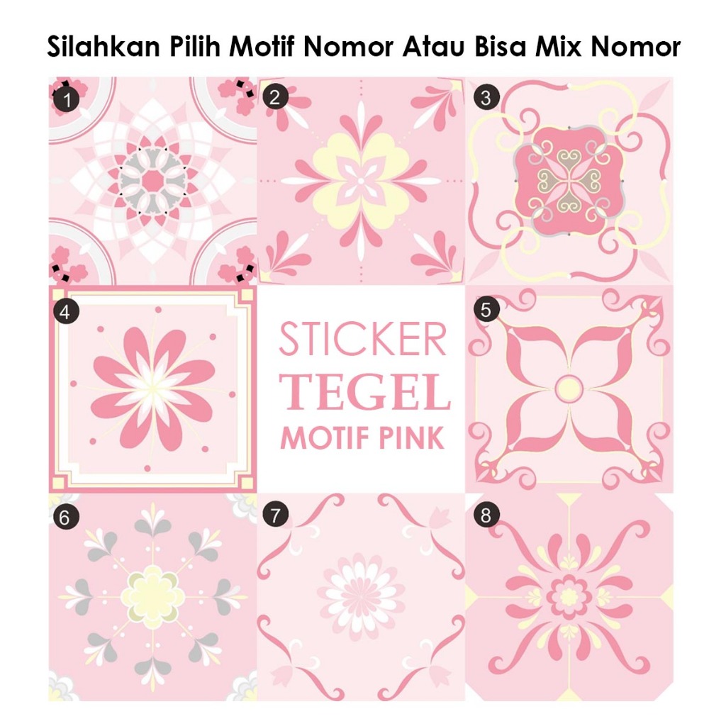 Jual PREMIUM STICKER TEGEL MOTIF PINK / STIKER LANTAI / CUSTOM STIKER ...