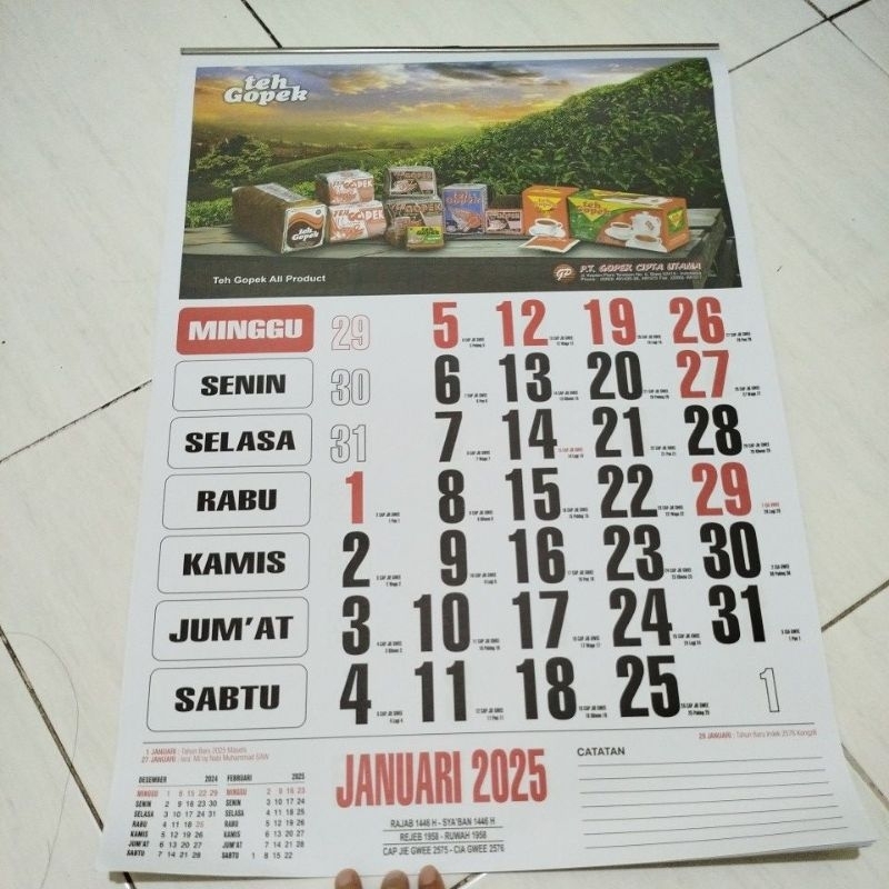 Jual Kalender dinding 2025 bulanan angka besar jumbo jelas pasaran jawa ...