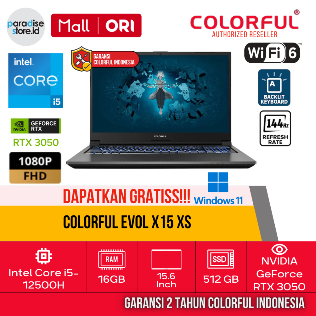 Jual Laptop Gaming Colorful COLORFUL EVOL X15 XS i5-12500H RTX3050 16GB 512GB - Grey | Shopee ...