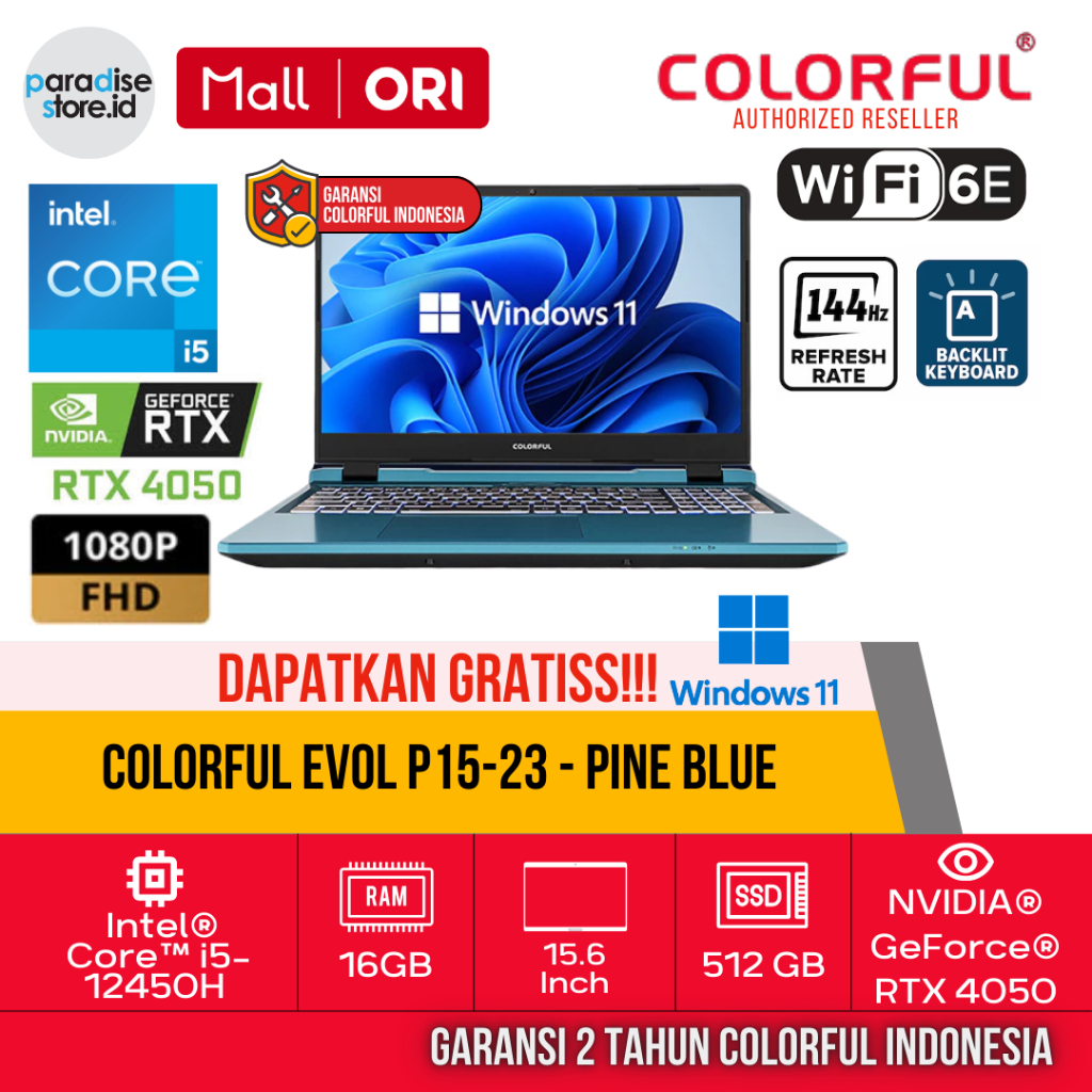 Jual Laptop Gaming Colorful Evol P15-23 i5-12450H RTX4050 16GB 512GB ...
