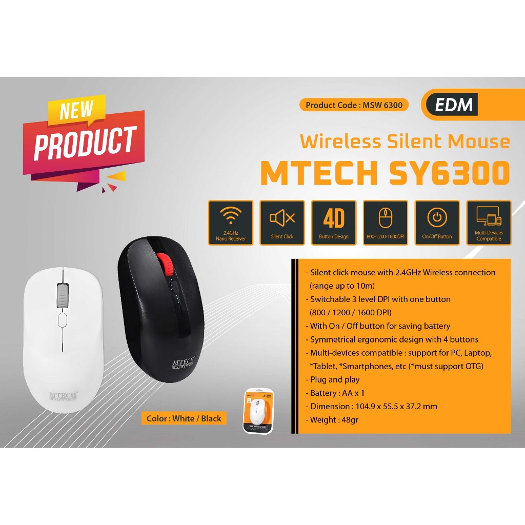 Jual M-Tech SY-6300 Mouse Wireless Silent Click | Shopee Indonesia