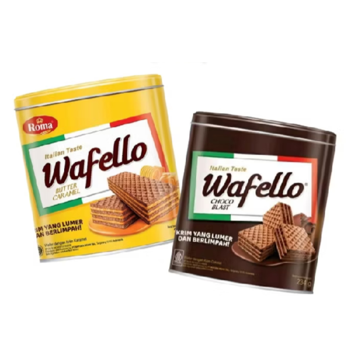 Jual wafer wafello kaleng italian taste butter caramel choco 234gr ...