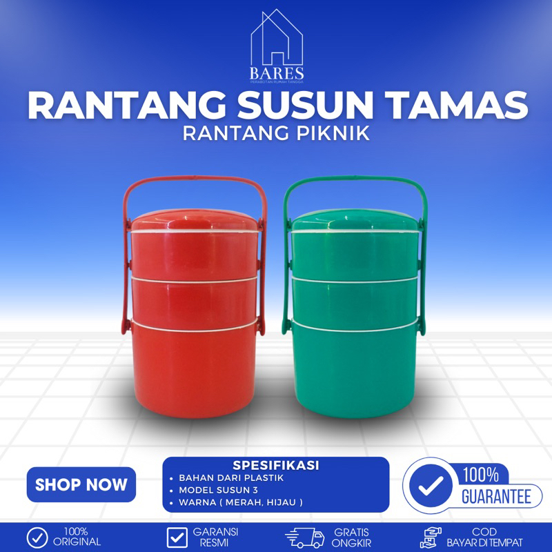 Jual Rantang Piknik Jumbo Rantang Plastik Susun 3 TAMAS CLUB | Shopee ...