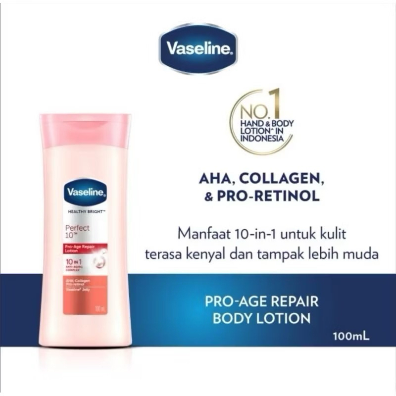 Jual Vaseline Lotion Healthy Bright Perfect 10 100ml | Shopee Indonesia