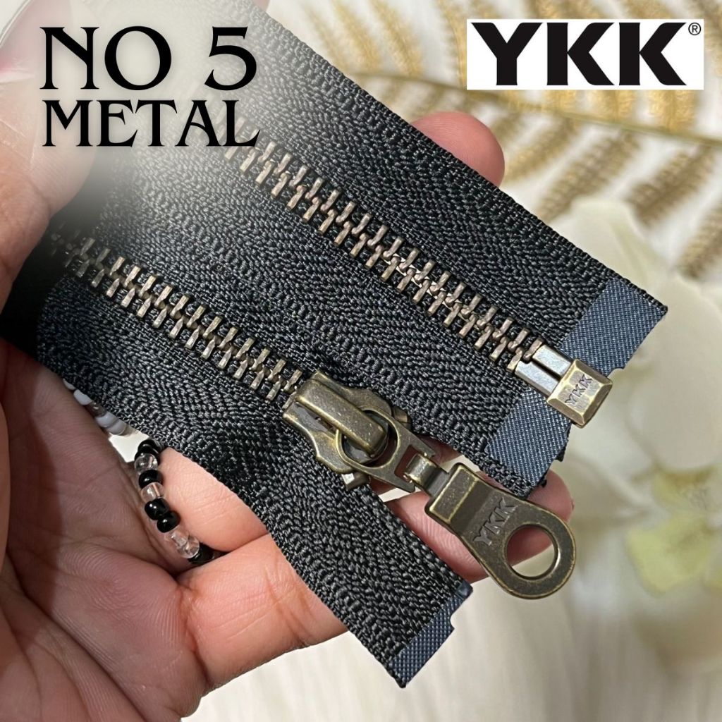 Jual Resleting Jaket YKK No 5 Gigi Metal ATG Gold Nomor 5 Besi Autolock Zipper Open End Buka ...