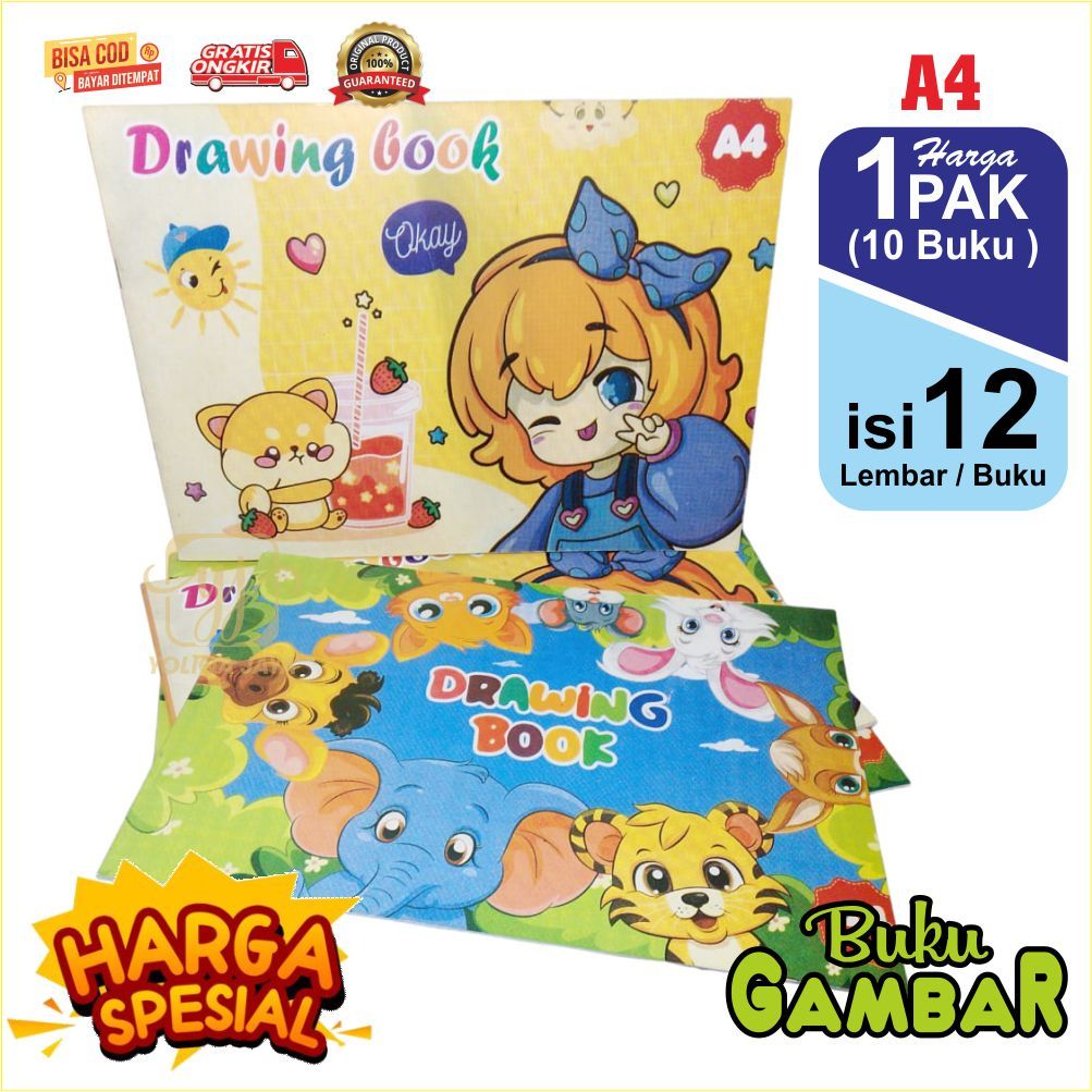 Jual BUKU GAMBAR A4 ISI 12 LEMBAR / BUKU DRAWING BOOK HARGA UNTUK 1 PAK ( 10 BUKU ) | Shopee ...