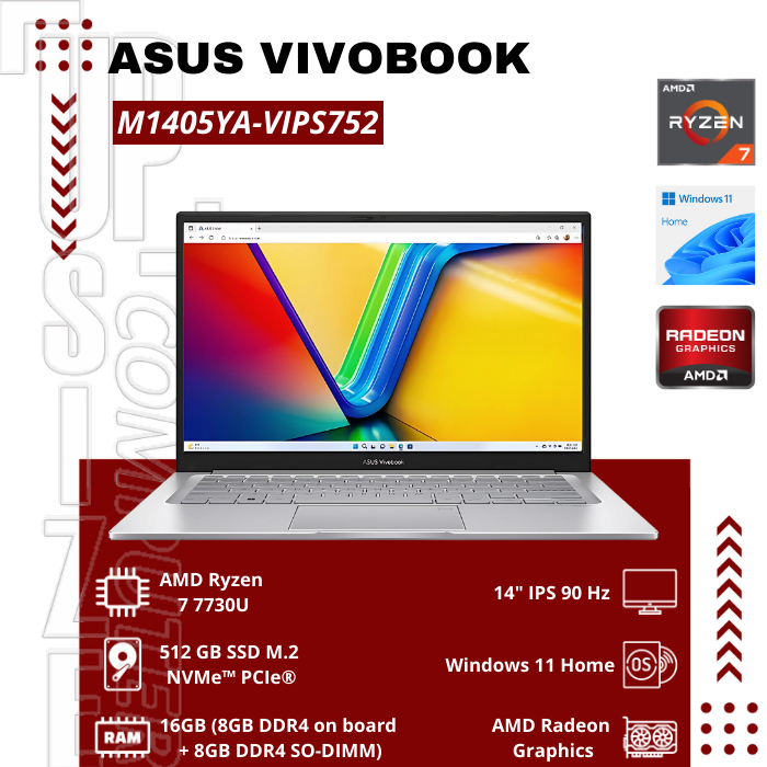 Jual ASUS VIVOBOOK 14 M1405YA-VIPS752 AMD RYZEN 7-7730U 16GB 512GB ...