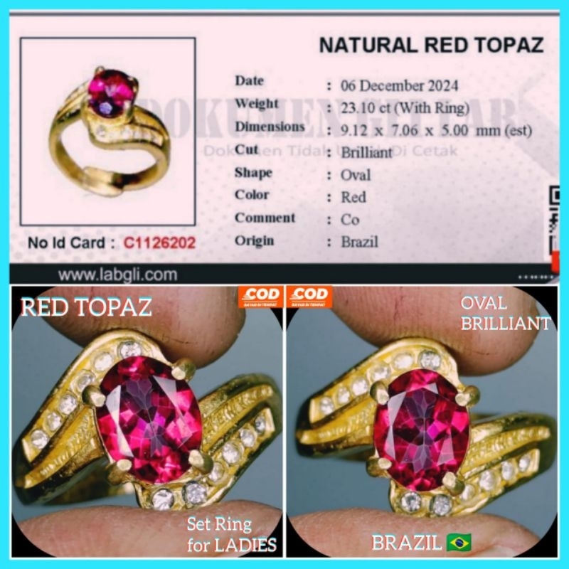 Jual NATURAL BATU CINCIN PERMATA RED TOPAZ (FREE MEMO) D009 | Shopee ...