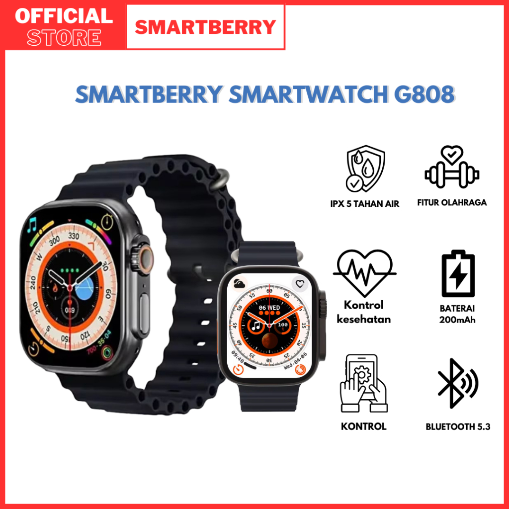Jual Smartberry Smartwatch G808 – Jam Tangan Pintar Stylish ...