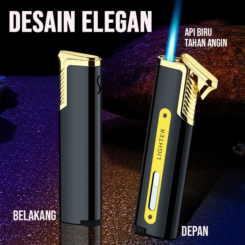 Jual Korek Api Gas Unik Keren Bahan Besi Api Biru Tahan Angin Bisa ...