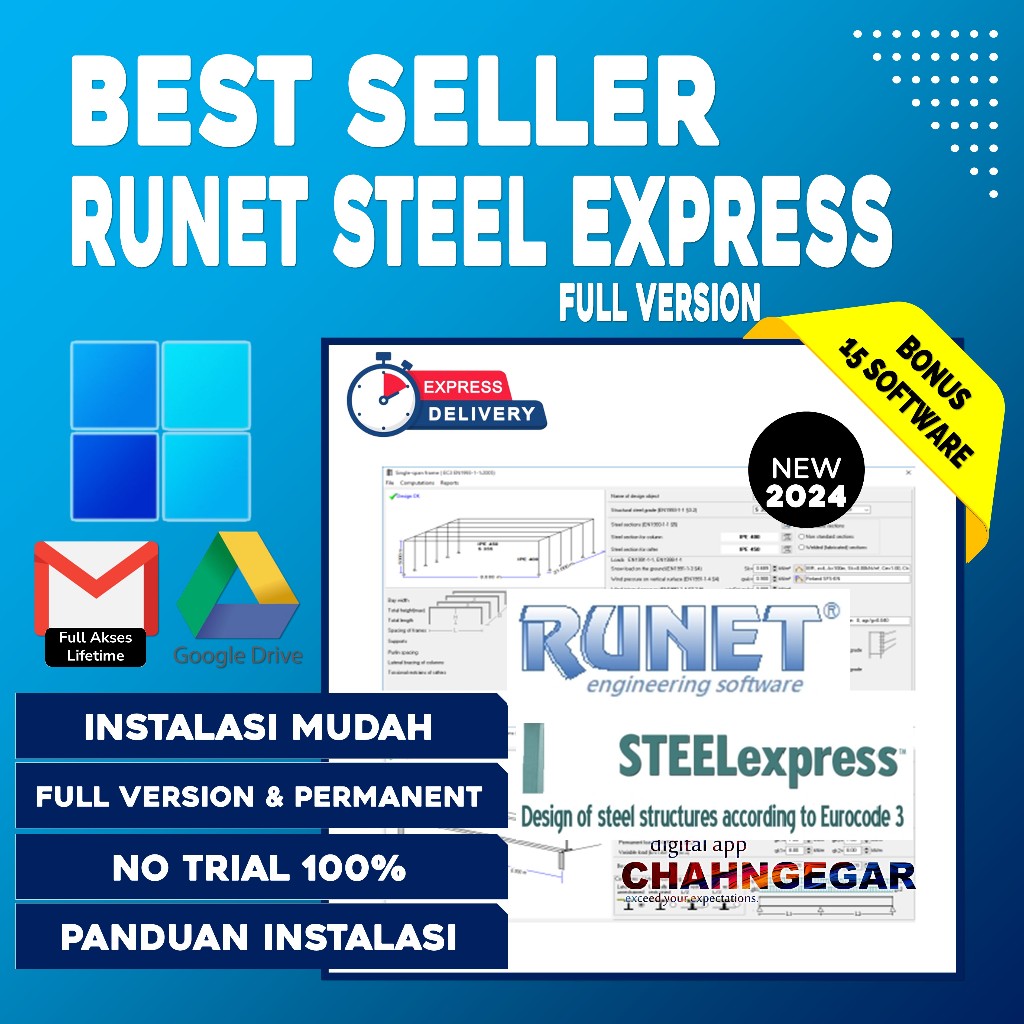 Jual RUNET Software STEEL EXPRESS 2023 v17 Full Software untuk mendesain elemen struktur baja ...