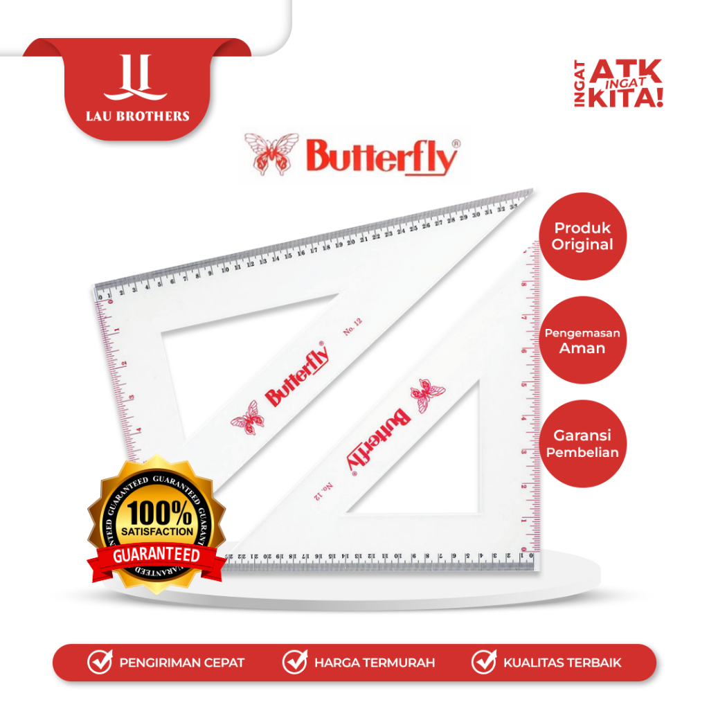 Jual BUTTERFLY PENGGARIS SEGITIGA NO.12 (1SET) | Shopee Indonesia