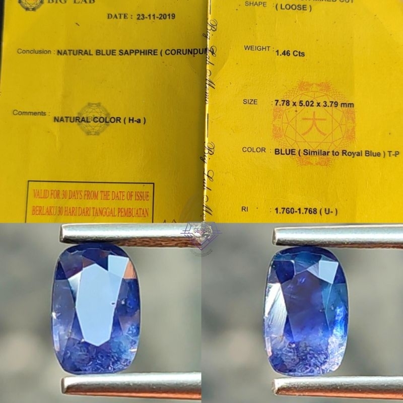 Jual Natural Blue Sapphire Corundum Memo Big Lab | Shopee Indonesia