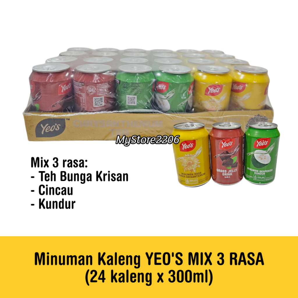 Jual Minuman Kaleng Soft Drink merek Yeos / Yeo's rasa MIX (Cincau ...