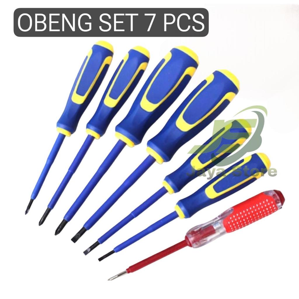Jual Obeng Listrik Set 7 Pcs Obeng Plus Minus Dan Tespen Obeng Set ...